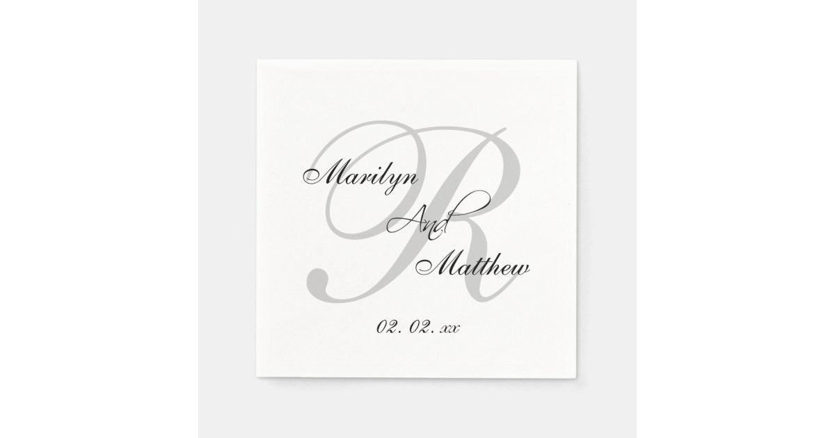 Custom Monogram Elegant Wedding Paper Napkins | Zazzle