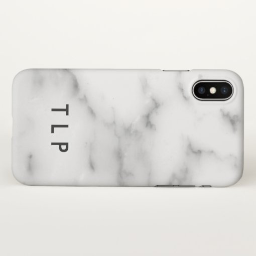 Custom monogram elegant white marble stone iPhone case | Zazzle