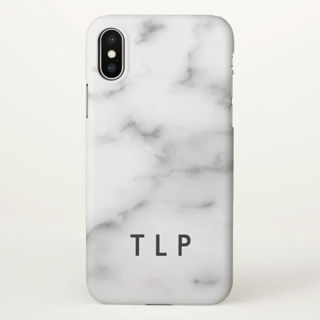 Custom monogram elegant white marble stone iPhone case | Zazzle