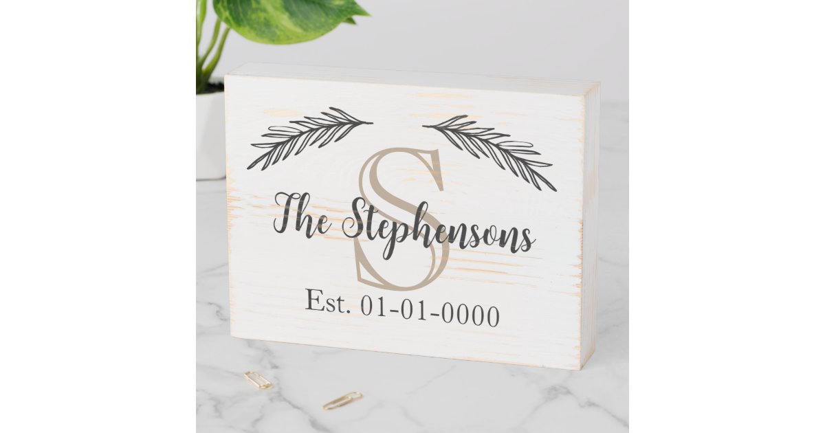 Custom Monogram Family Name Est Wood Photo Sign | Zazzle