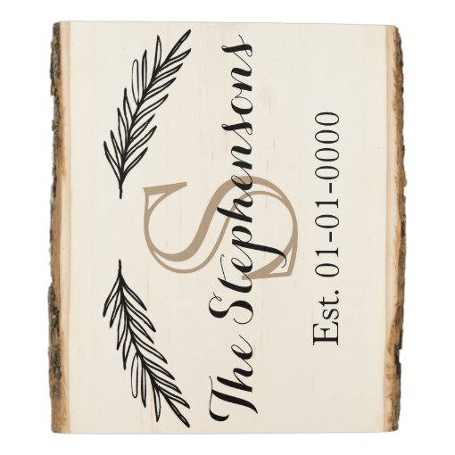 Custom Monogram Family Name Est Wood Photo Sign | Zazzle