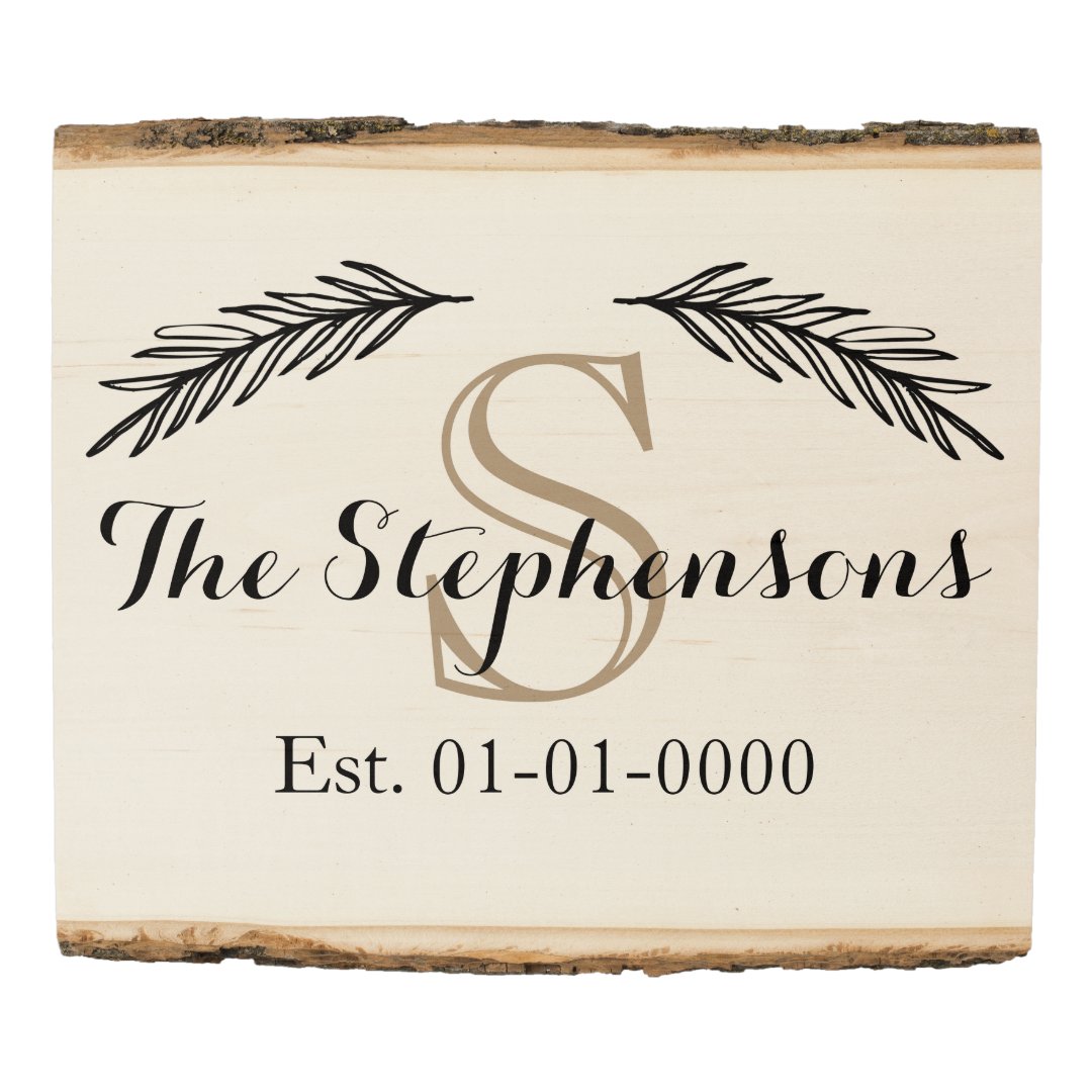 Custom Monogram Family Name Est Wood Photo Sign | Zazzle