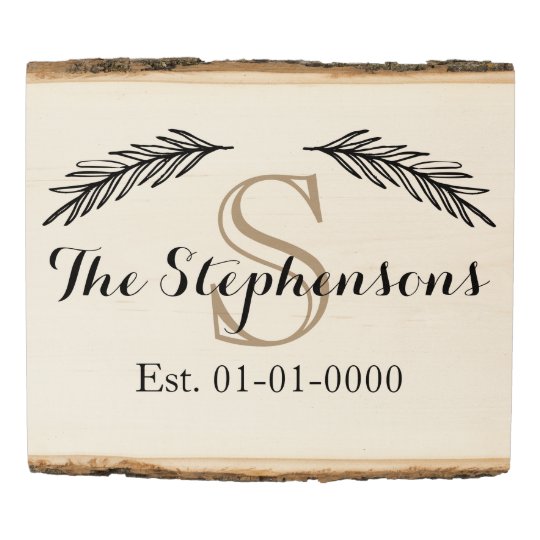 Custom Monogram Family Name Est Wood Photo Sign | Zazzle.com