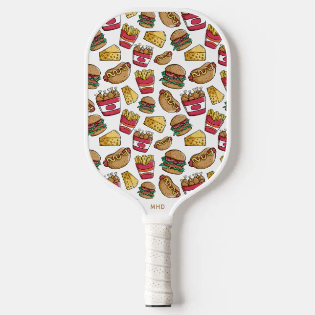 Custom Monogram Fast Food Pattern Pickleball Paddle | Zazzle