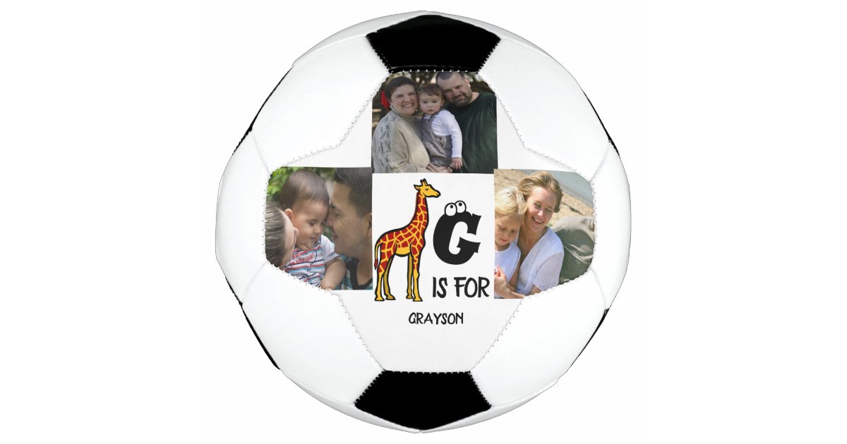 Custom monogram G is for Giraffe cute giraffes Soccer Ball | Zazzle
