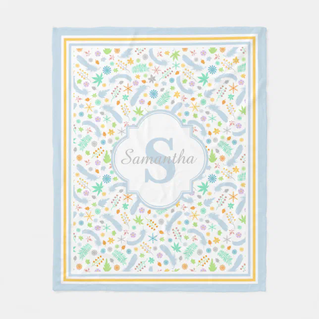 Custom Monogram Girl Fleece Blanket, Medium | Zazzle