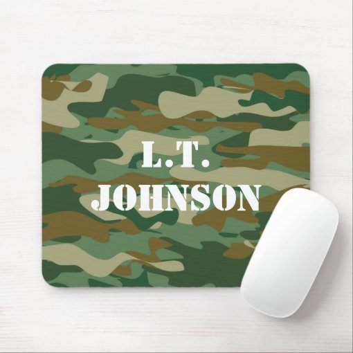 Custom monogram green army camouflage mouse pad | Zazzle