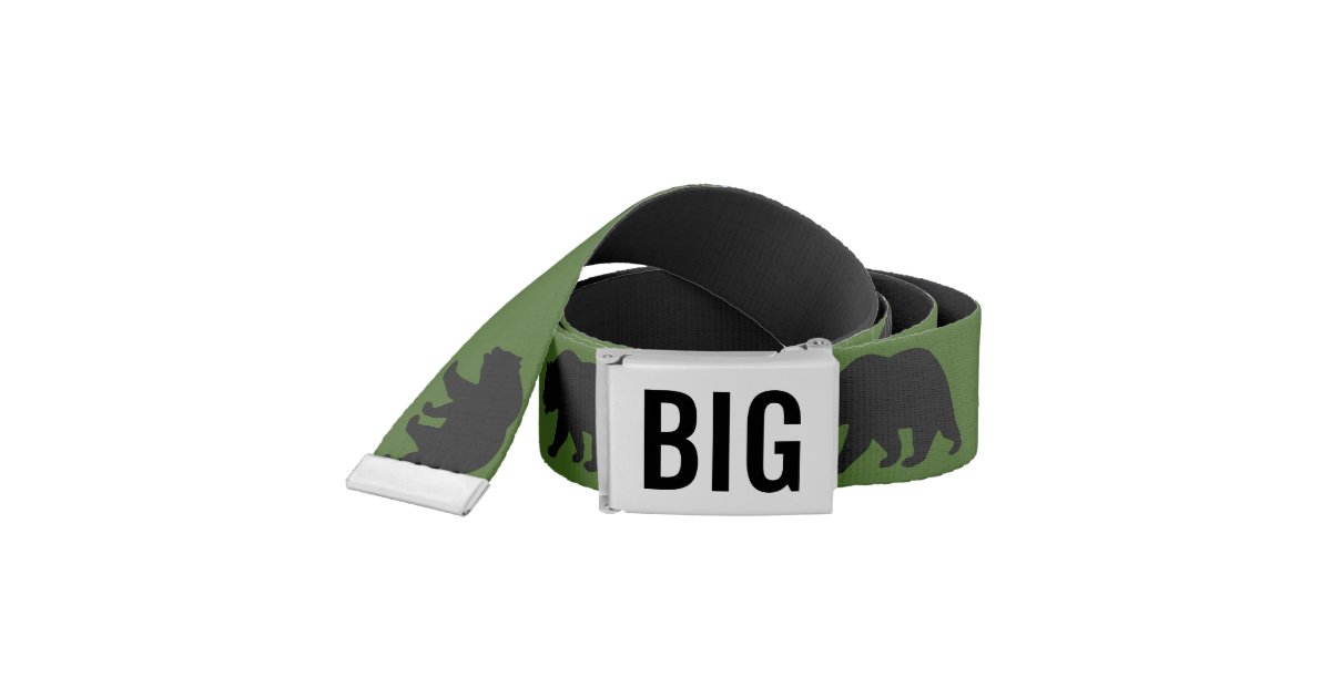 Custom monogram green belt with black bear design | Zazzle