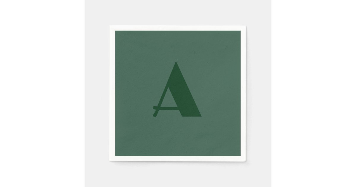 Custom Monogram Initial Letter Plain Green Retro Napkins | Zazzle