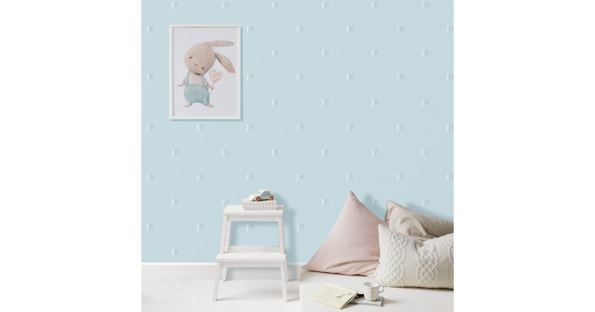 Custom Monogram Initial Pattern Soothing Blue Wallpaper | Zazzle