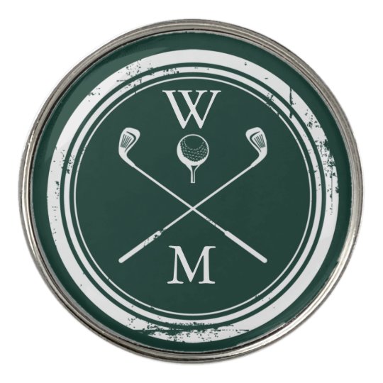 Custom Monogram Initials Emerald Green Golf Ball Marker | Zazzle.com
