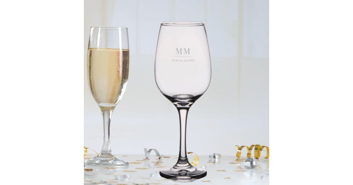 Custom monogram initials name wine glass | Zazzle