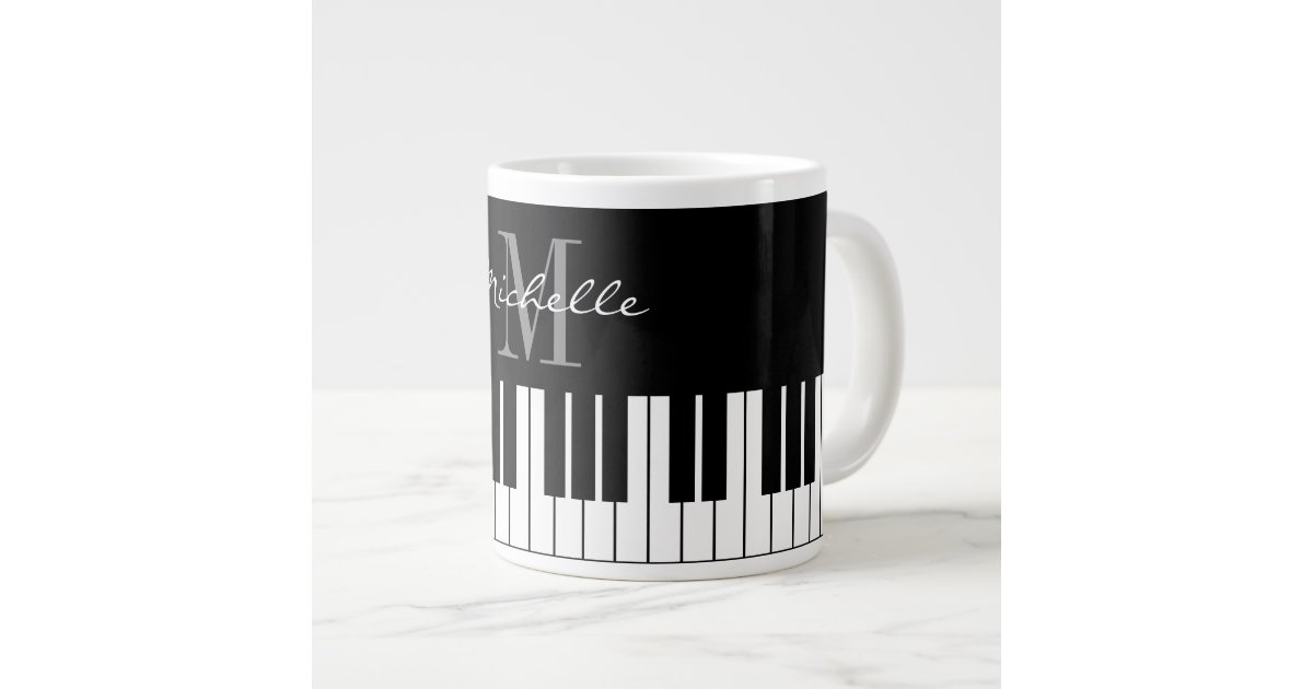 Custom monogram large jumbo mug for piano player | Zazzle