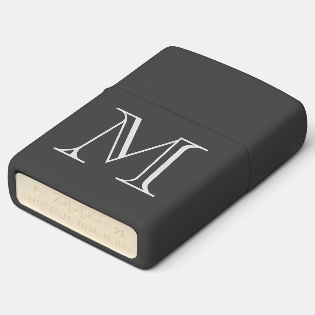 Custom monogram lighter black grey personalized | Zazzle