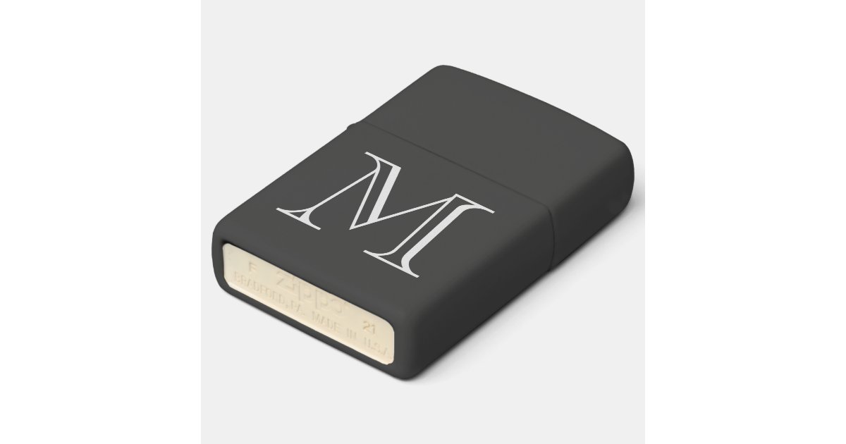 Custom monogram lighter black grey personalized | Zazzle