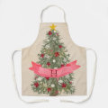 Custom Monogram Lovely Watercolor Christmas Tree Apron | Zazzle
