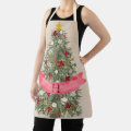 Custom Monogram Lovely Watercolor Christmas Tree Apron | Zazzle