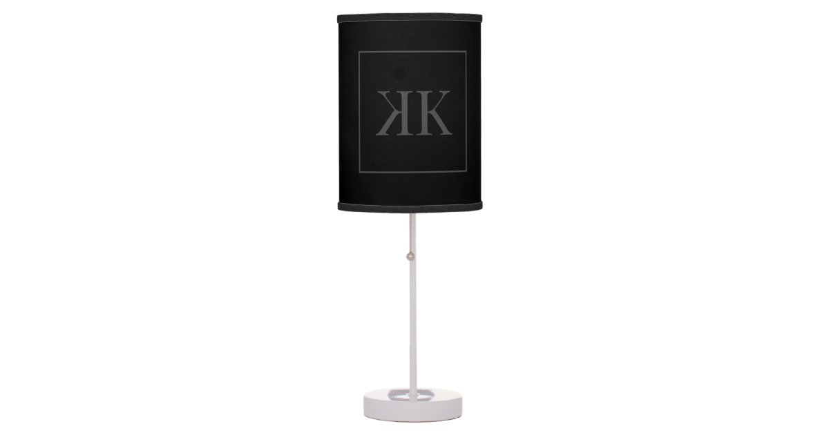 Custom monogram luxury table lamp with black shade | Zazzle