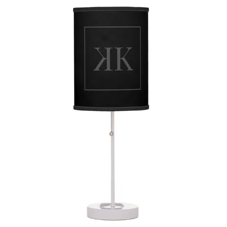 Custom monogram luxury table lamp with black shade | Zazzle