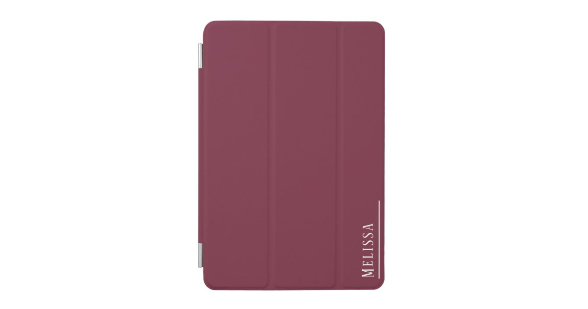 Custom monogram, modern burgundy maroon iPad mini cover | Zazzle