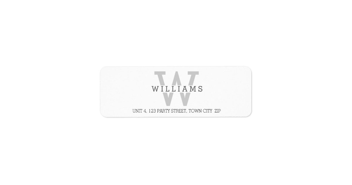 CUSTOM MONOGRAM modern simple initial name gray Label | Zazzle