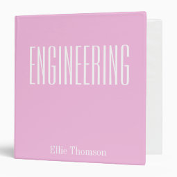Custom Monogram Name Engineering Pink School 3 Ring Binder | Zazzle