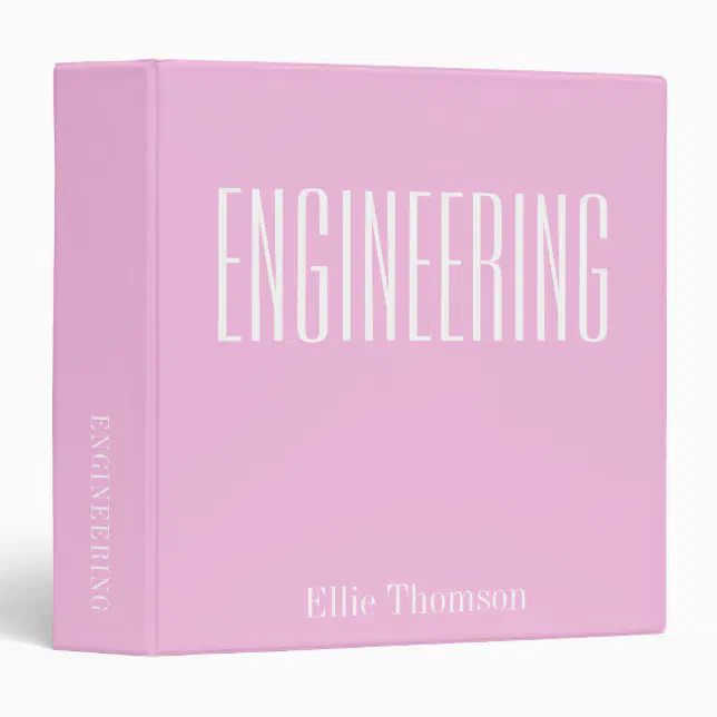 Custom Monogram Name Engineering Pink School 3 Ring Binder | Zazzle