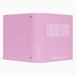 Custom Monogram Name Engineering Pink School 3 Ring Binder | Zazzle