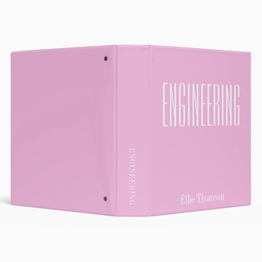 Custom Monogram Name Engineering Pink School 3 Ring Binder | Zazzle