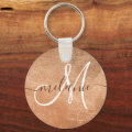 Custom Monogram Name Handwriting Rose Gold Foil Keychain | Zazzle