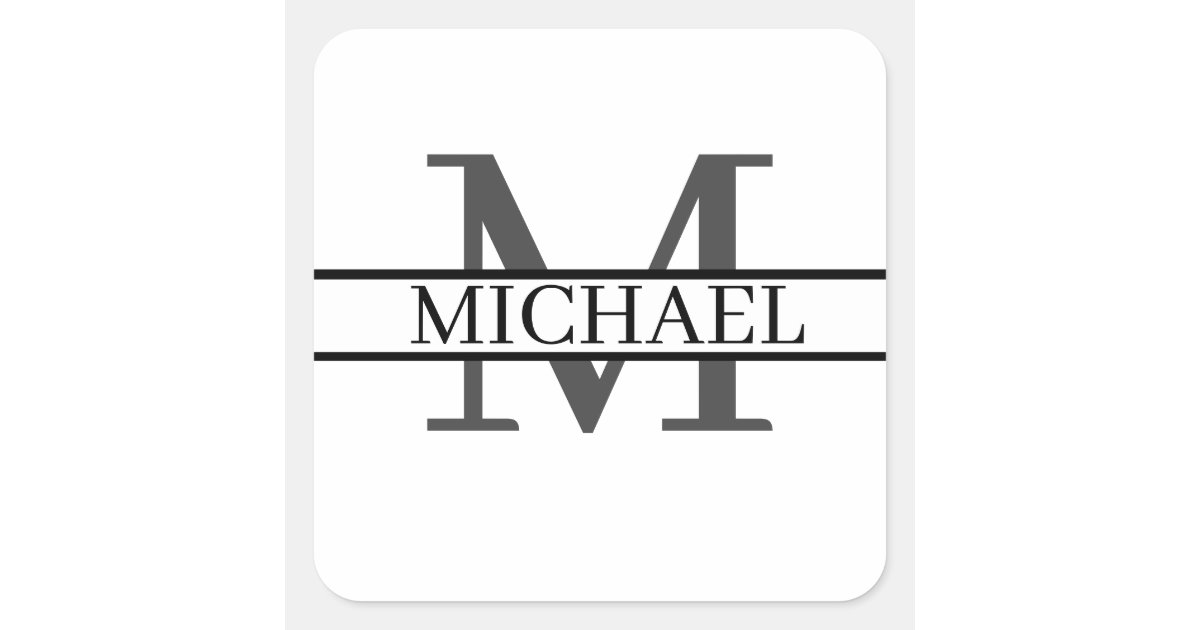 Custom Monogram Name Personalized Square Sticker | Zazzle