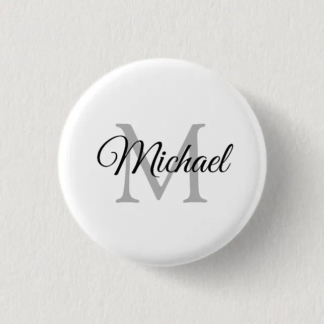 Custom Monogram Name White Template Round Button | Zazzle