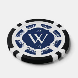 Custom Monogram Navy Blue and White Poker Chips | Zazzle