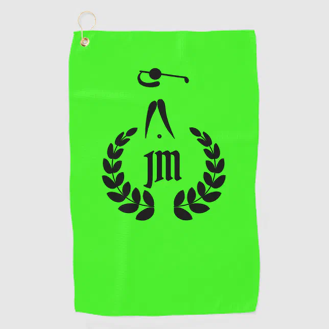 Custom Monogram Personalised Neon Green Golf Towel | Zazzle