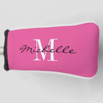 Custom monogram pink golf putter cover for women | Zazzle