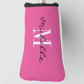 Custom monogram pink golf putter cover for women | Zazzle