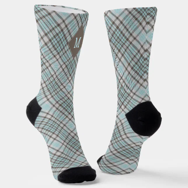 Custom Monogram Plaid / Tartan Pattern Bath Mat Socks | Zazzle