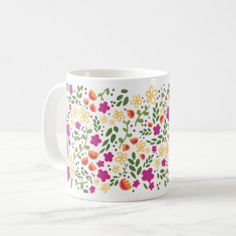 Custom Monogram Pretty Colorful Girly Floral Mug | Zazzle