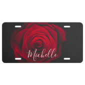 Custom monogram red rose vintage photograph license plate | Zazzle