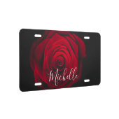 Custom monogram red rose vintage photograph license plate | Zazzle