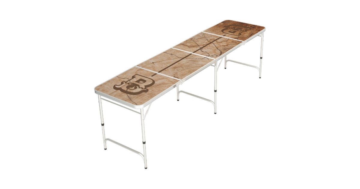 Custom Monogram Rustic Wood Beer Pong Table | Zazzle