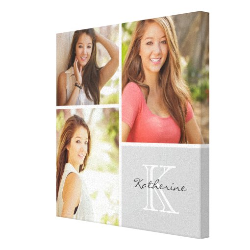 Custom Monogram Senior Photo Collage Canvas Print | Zazzle