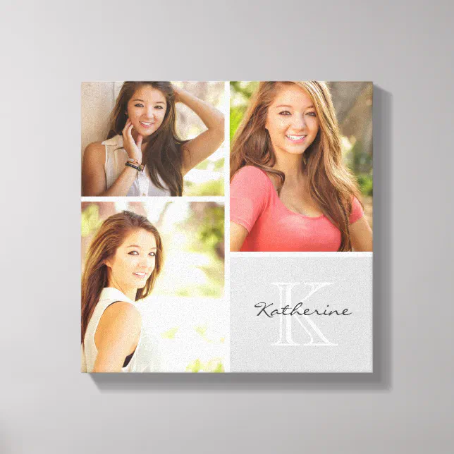 Custom Monogram Senior Photo Collage Canvas Print | Zazzle