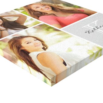 Custom Monogram Senior Photo Collage Canvas Print | Zazzle
