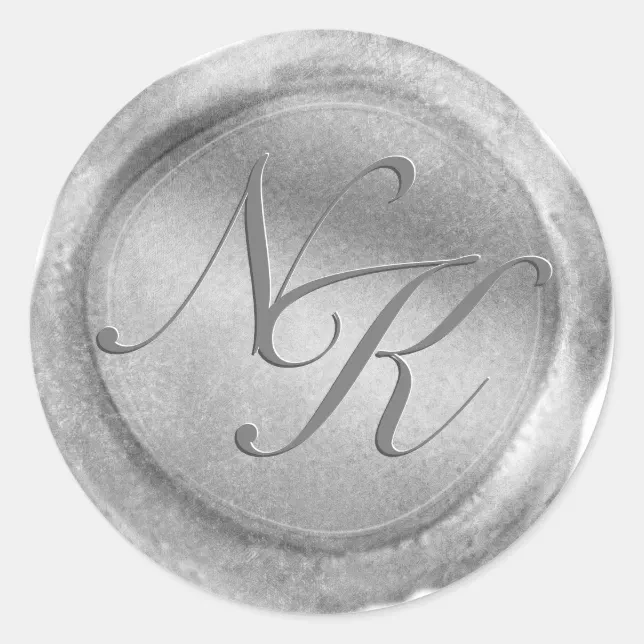 Custom Monogram Silver Wax Seal Sticker | Zazzle