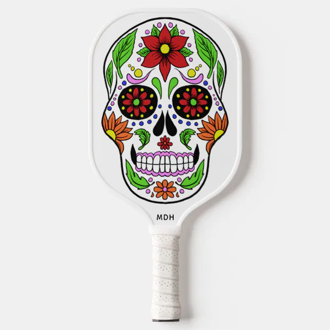 Custom Monogram Sugar Skull Pickleball Paddle | Zazzle