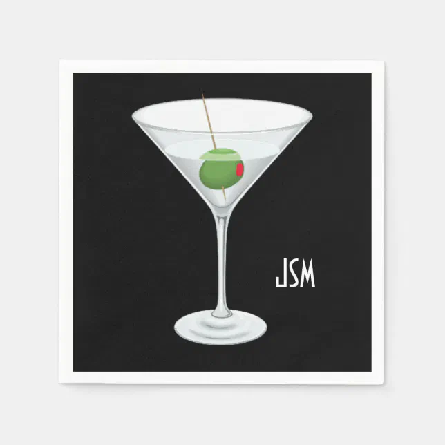 Custom Monogram Vodka Gin Martini Cocktail Drink Napkins | Zazzle