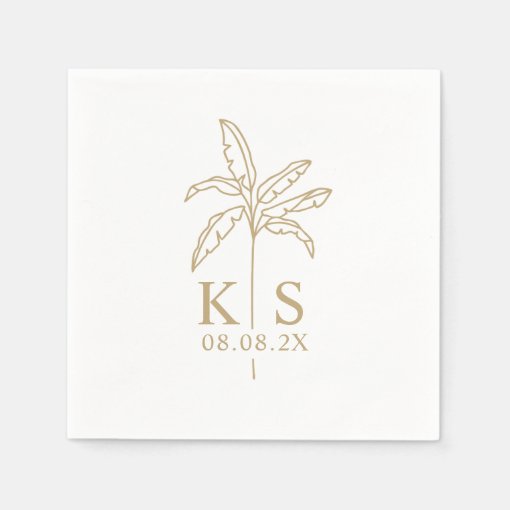Custom Monogram Wedding Logo Palm Tree Napkins | Zazzle