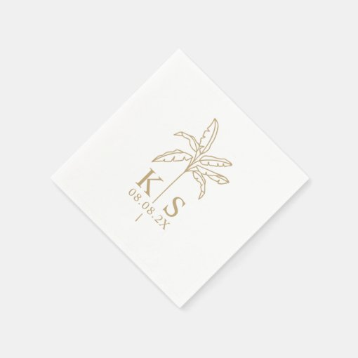 Custom Monogram Wedding Logo Palm Tree Napkins | Zazzle