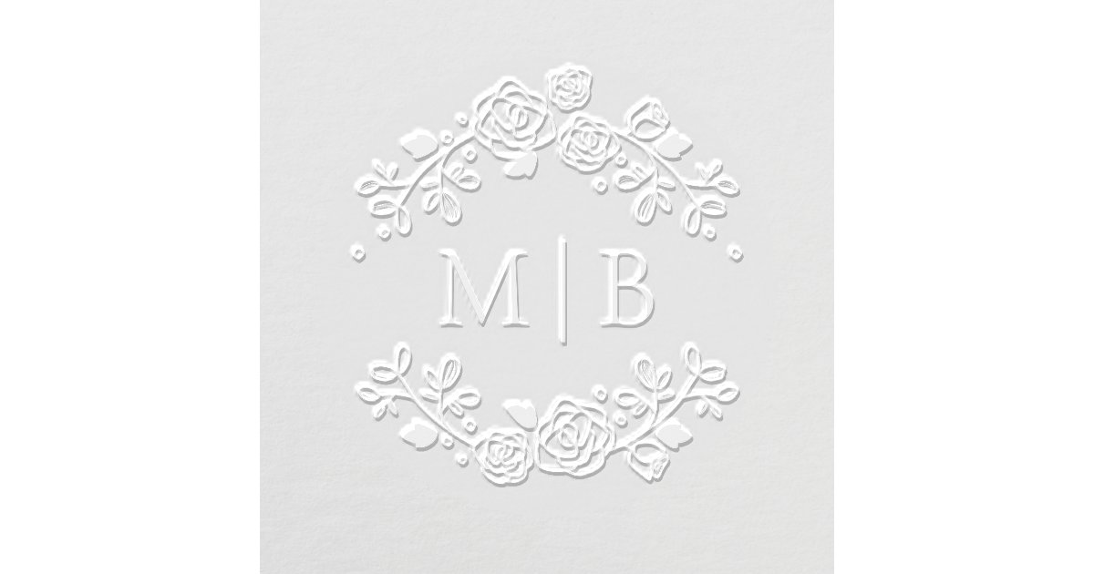 Custom Monogram Wedding Rose Floral Personalized Embosser | Zazzle
